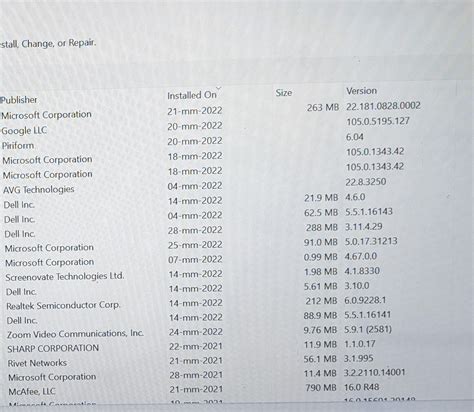 Windows Control Panel Programs Installed In The Month Of Mm R