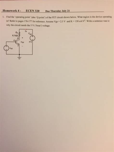 Solved Find The Operating Point Aka Q Point Of The FET Chegg