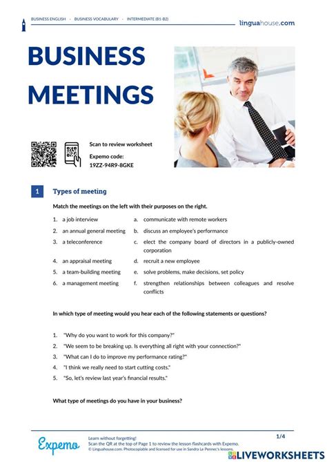 Business Meetin Free Interactive Worksheets 6916039