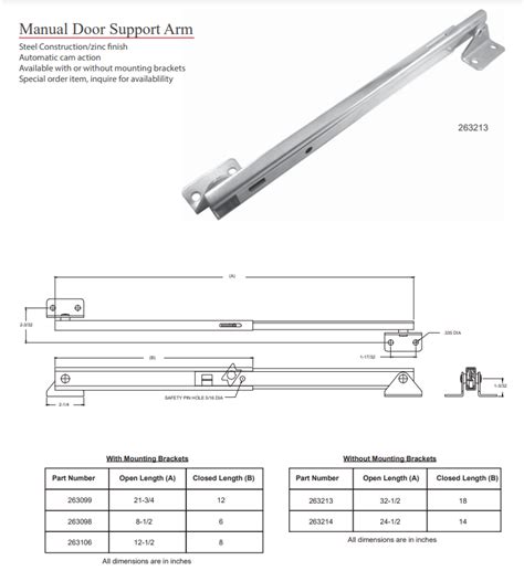 Manual Door Support Arm A L Hansen Manufacturing