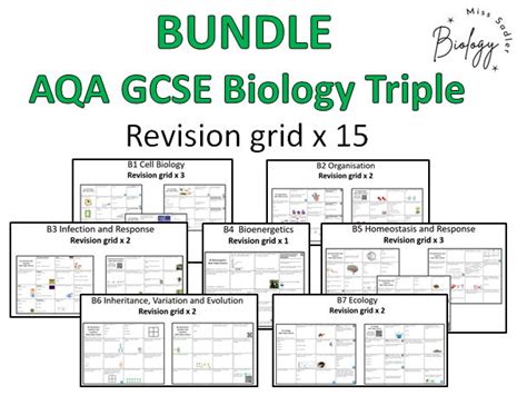 Aqa Triple Biology Gcse All Units Revision Grids Bundle Teaching