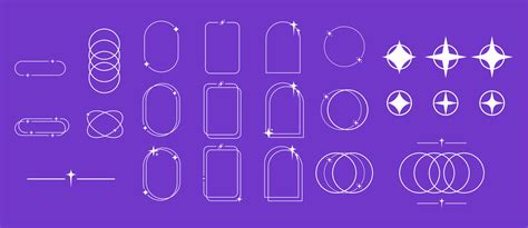 Modern Minimalist Aesthetic Line Elements Trendy Linear Frames With Stars Geometric Forms