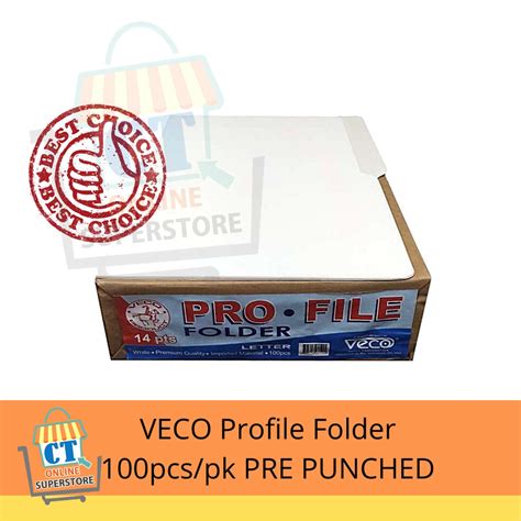 ☸veco Profile White Folder 14pts 100pcs Pre Punched Shopee Philippines