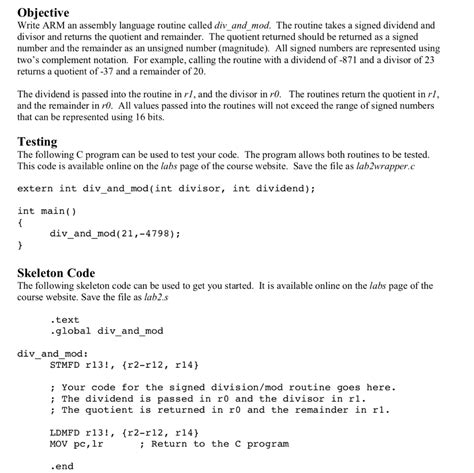 solved objective write arm an assembly language routine