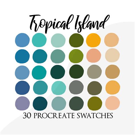 Procreate Palette Swatches Procreate Color Palette Tropical Island