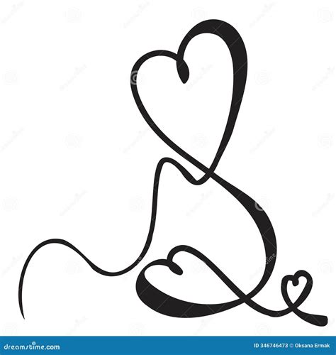 Continuous Heart Vector Illustration One Line Art Love Symbol Stock