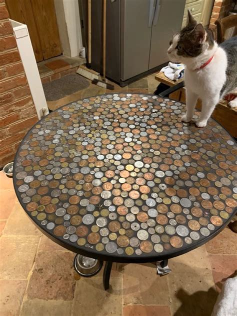 Coin Table Top Coin Crafts Coin Art Penny Decor