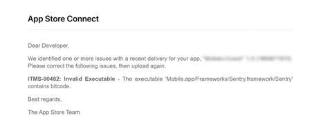 maui ios apple store build rejected sentry contains bitcode