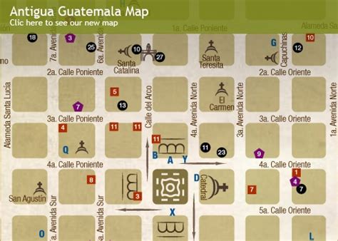 Map Of The Downtown Area Antigua Guatemala Guatemala Antigua