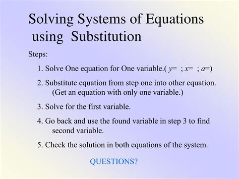 PPT Solving Systems Of Equations Using Substitution PowerPoint Presentation ID