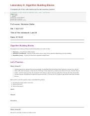 Lab06 Pdf Laboratory 6 Algorithm Building Blocks Complete All Of The Cells Below As The Lab