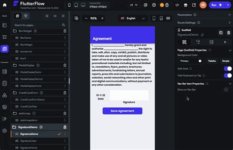 Подпись Flutterflow