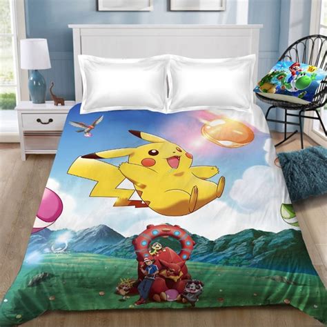 Parure De Lit Pikachu Et Sacha Avec Ses Pokémons Ma Parure