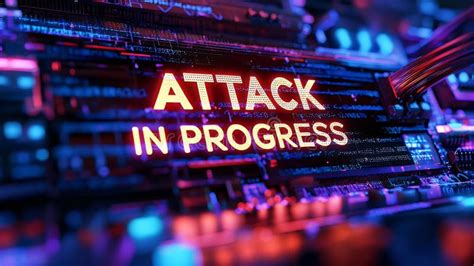 Hacked Computer System With A Bold Warning Message Attack In Progress