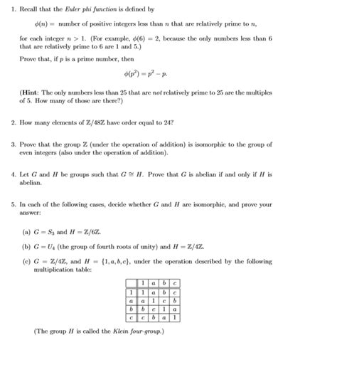 Solved Recall That The Euler Phi Function Is Defined By Phi Chegg