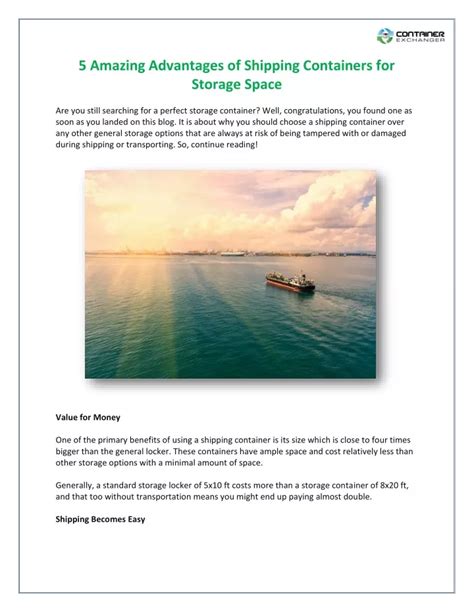 Ppt 5 Amazing Advantages Of Shipping Containers For Storage Space Powerpoint Presentation Id