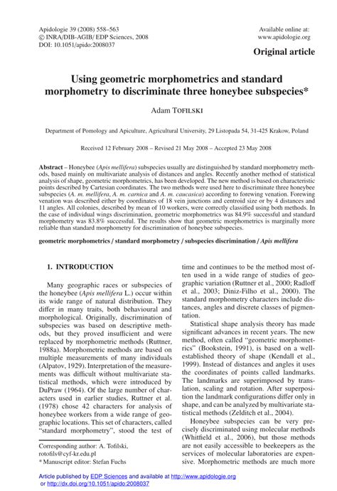 Pdf Using Geometric Morphometrics And Standard Morphometry To