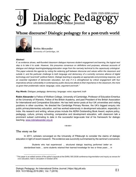 Pdf Whose Discourse Dialogic Pedagogy For A Post Truth World
