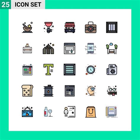 Set Of 25 Commercial Filled Line Flat Colors Pack For Delivery Box Siphon Ic Medical Kit