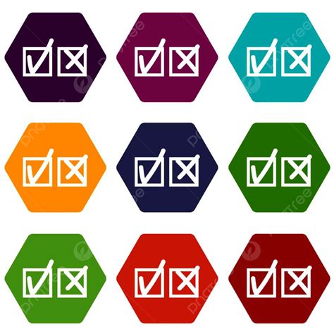 수락 및 거부 아이콘 확인 표시 흰색 벡터 일러스트 레이 션에 고립 된 많은 색상 육면체를 설정 대지 개념 육면체 Png 일러스트 및 벡터 에 대한 무료 다운로드