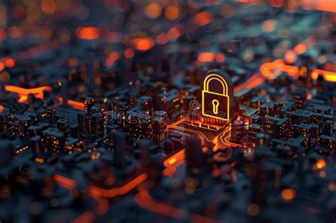 Cyber Security Digital Data Security Padlock On Abstract Circuit Board Network And Data