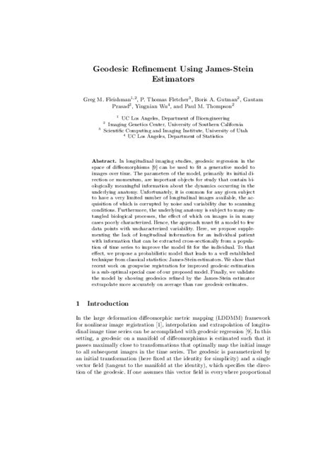 Pdf Geodesic Refinement Using James Stein Estimators