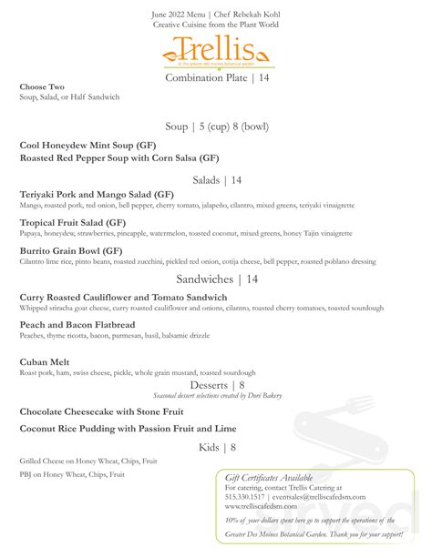 Trellis Menu In Des Moines Iowa Usa Trellis Menu In Des Moines Iowa Usa