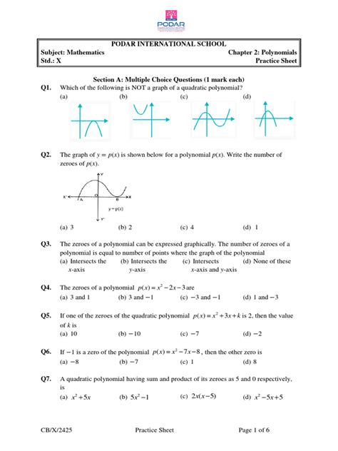 Ps Cb X Math Polynomials Download Free Pdf Polynomial Zero Of A Function
