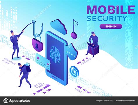 Mobile Security Concept Data Protection Cyber Crime 3d Isometric