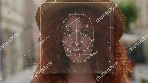 Face Id Futuristic Face Detection Identification Of Beautiful Ginger