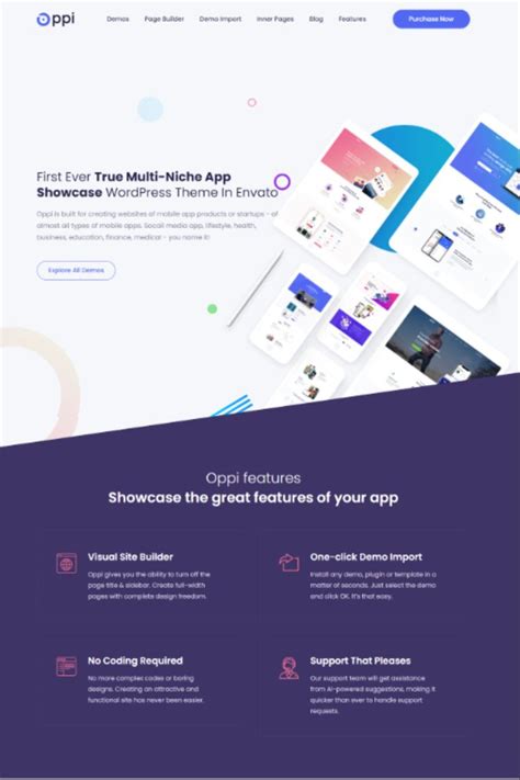 Oppi Multi Niche App Showcase Wordpress Theme Wordpress Theme Website Inspiration Web Design