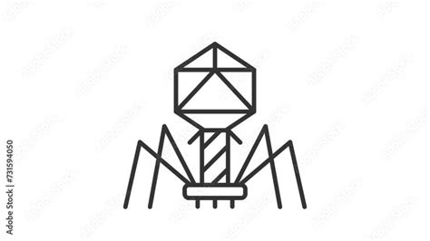 Animated Bacteriophage Icon Viral Particle Line Animation Microbiology Science Infectious