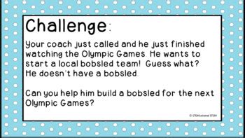 Winter Bobsled STEM Challenge By STEMsational STEM TpT