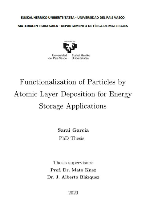 Functionalization Of Particles By Atomic Layer Deposition For Energy Storage Applications