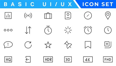 Basic Ui Ux Icon Set Set Icon Of User Interface Vector Illustration