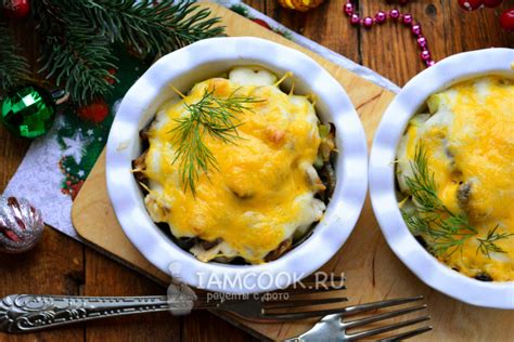 Жульен с картошкой курицей и грибами — рецепт с фото пошагово