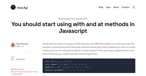 You Should Start Using With And At Methods In Javascript Nico S Blog
