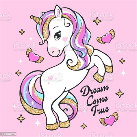 분홍색 배경에 반짝이는 유니콘 옷을 위한 현대적인 스타일의 아트 패션 삽화 예술 일러스트 스팽글 옷과 티셔츠를 인쇄하십시오 벡터 그림입니다 벡터 인쇄입니다 개성 개념에 대한