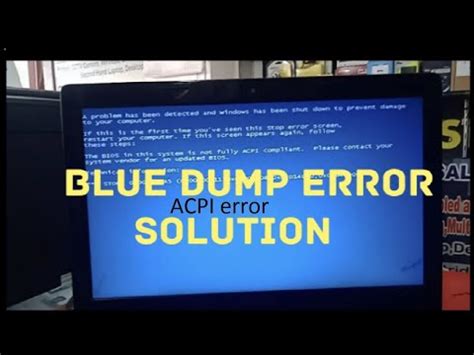 How To Solve Blue Screen Dump Error ACPI ERROR YouTube
