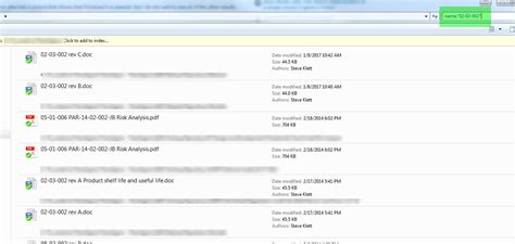 What Is The Windows 7 Search Syntax For Exact Part Of A Filename