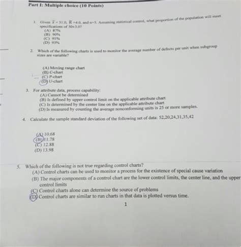 Solved Part I Multiple Choice 10 Points Given Si R 40 And