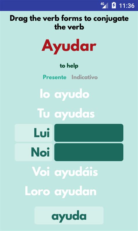 Ayudar Conjugation Chart