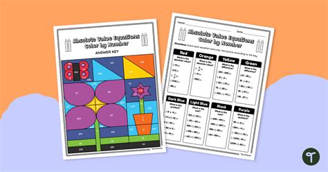 Absolute Value Equations Color By Number Teach Starter