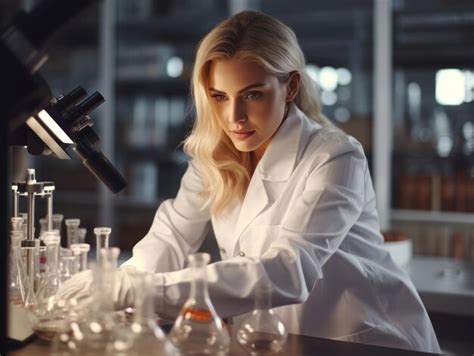 Premium Ai Image Female Scientist Conducting Experiments In A High