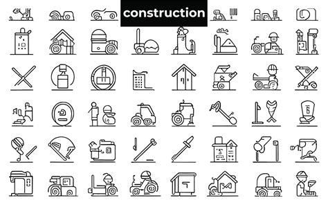 Construction Icons Set Simple Collection Of Construction Related Vector Line Icons Tools