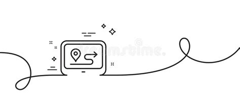 gps route line icon road path sign continuous line with curl vector stock vector