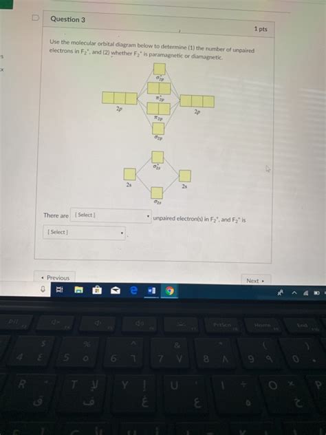 Solved Question 3 1 Pts Use The Molecular Orbital Diagram