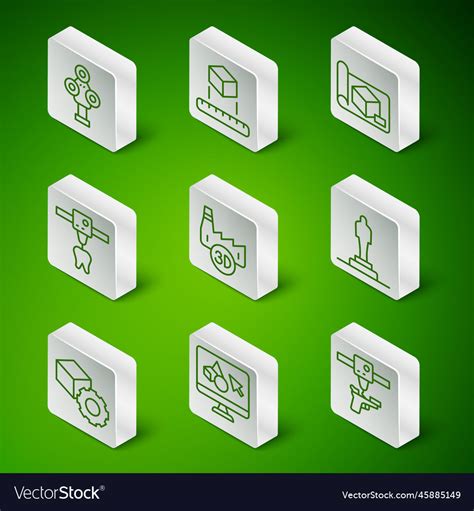 Set Line 3d Printer Gun Software Scanner Vector Image