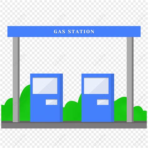 Blue Gas Station Clip Art Illustration Decoration Memphis Free Png And