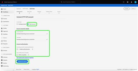 Create An Api Streaming Connection Using The Ui Adobe Experience Platform